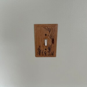 Wooden Triple Light Switch Cover With Wood Burned & Water Colored Birch ...