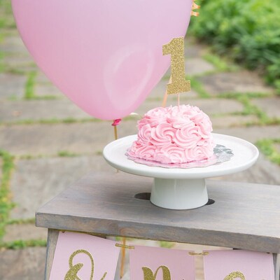 Personalised Girls Birthday Cake Topper. Pink and Gold Custom Cake ...
