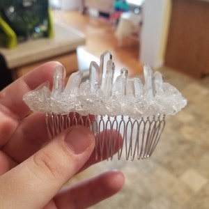Quartz Cluster Crystal Comb, Wedding Comb, Gold Crystal Comb, Silver ...