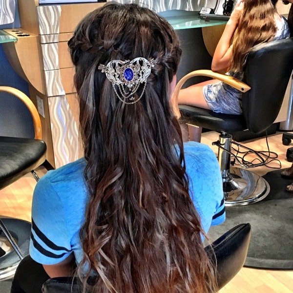 Royal Blue Jewel Clip Medieval Hair Clip Gothic Sapphire Jewel Barrette ...