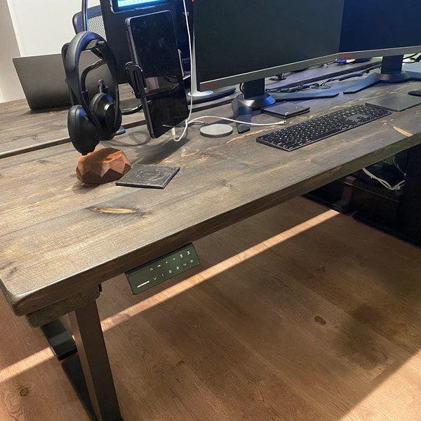 Industrial Style Height Adjustable Desk | Sit Stand Desk With Electric ...
