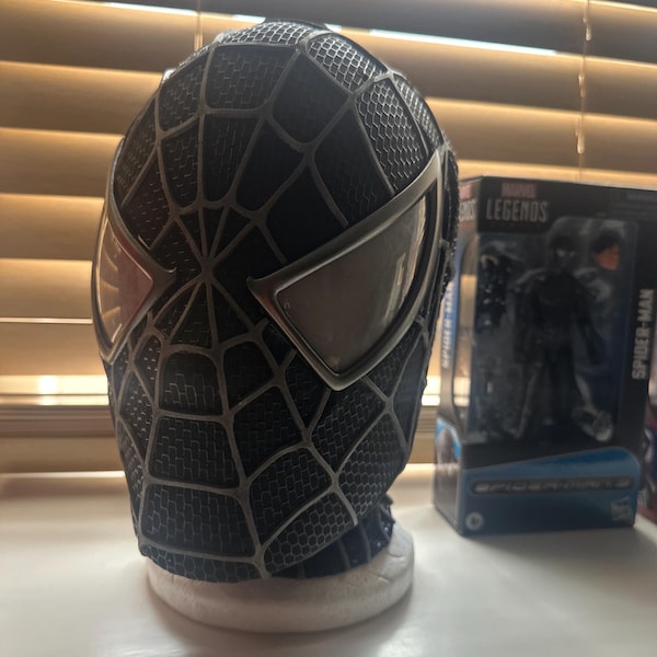 Black Spiderman Mask,tobey Maguire Spiderman Mask With Faceshell Lenses ...