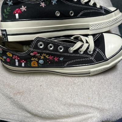 Pet Embroidered Converse, Cat Embroidered Converse, Flower Shoes Custom ...