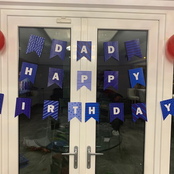 Happy Birthday Banner. BLUE PRINTABLE Banner. BLUE Happy Birthday Diy ...