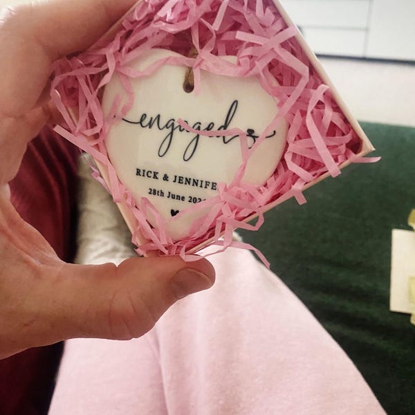 Engagement Day Gift, Personalised Engagement Gift, Ceramic Heart ...