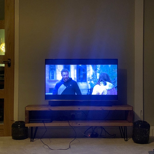 Handmade Rustic Pine TV Stand With Hairpin Legs - Etsy UK