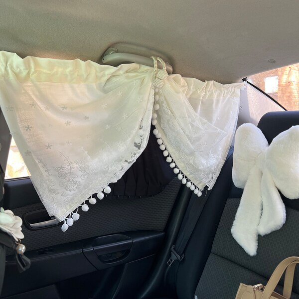 Double Layer Lace Flower Car Window Sun Shade Curtain Car Accessories ...