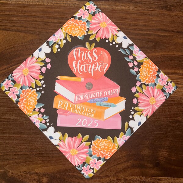 Teacher Custom Graduation Cap Topper - Custom Quote - Hand Lettered ...
