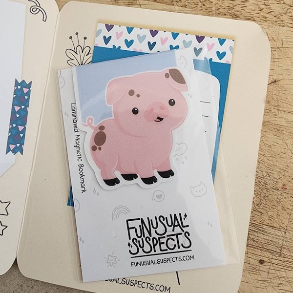 Pig Bookmark, Farm Animal Planner Clip, Cute Pink Piggy Bookmark, Back ...