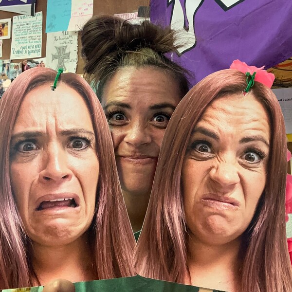 Custom Big Large Face Fans With Wooden Handle, Wedding Heads ...