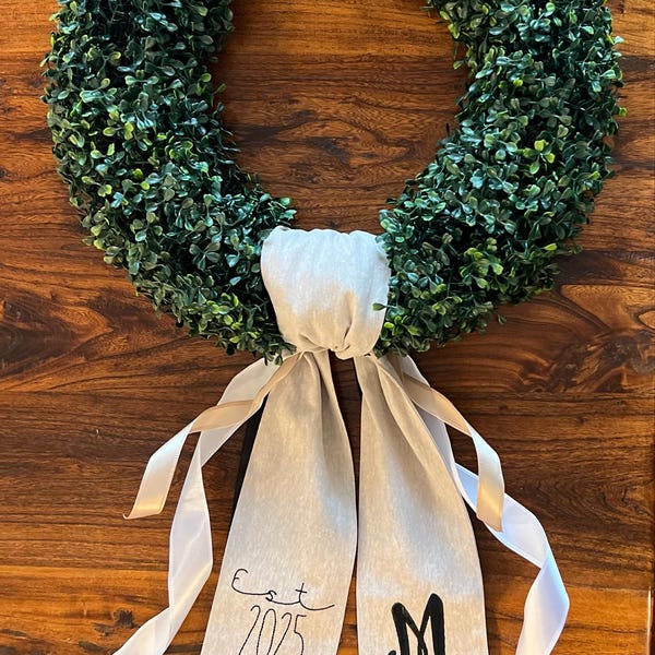 Floral Bow Wreath Sash - Customized Wreath Sash - Initial Wreath Sash ...