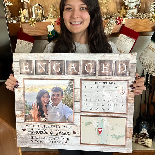 Personalized Engaged Gift, Unique Gift for Newly Engaged, Custom Map ...