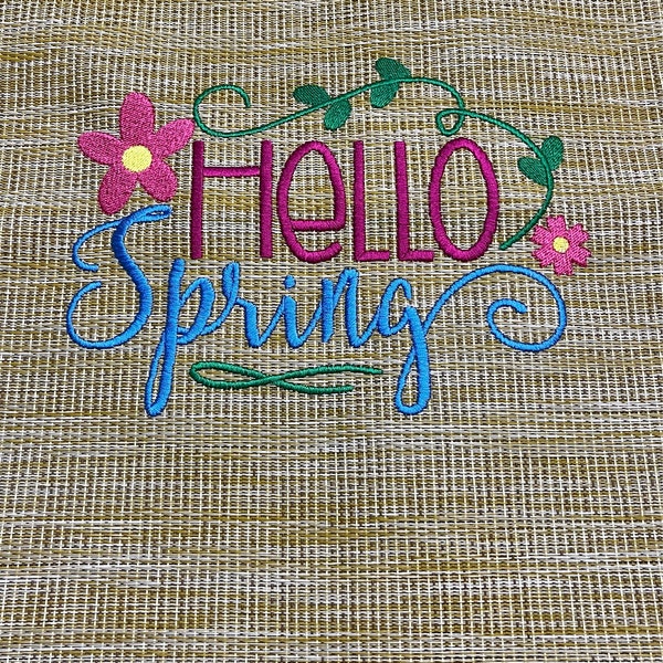 Hello Spring Embroidery Design -7 Sizes 10 Formats DST PES JEF Machine ...
