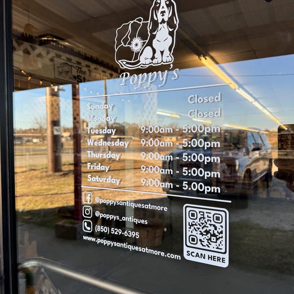 Custom Store Hours Decal: Business Window Sign With Logo & QR Code - Etsy
