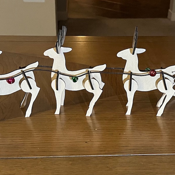 3D Reindeer Svg & Santa Sleigh Svg Laser Cut Files, Christmas Sleigh ...