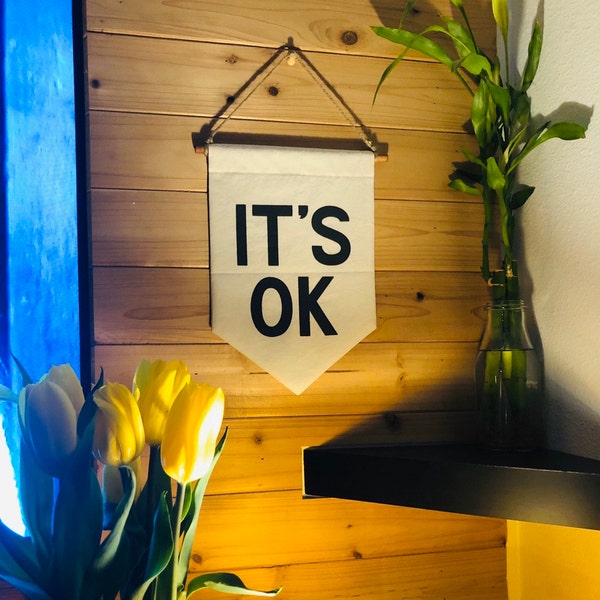 BE BRAVE Banner / Small Silkscreen Affirmation Banner Wall Hanging ...