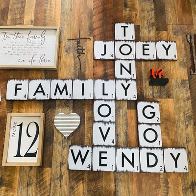 Large Scrabble Wall Tiles , 5.5 Wood Tiles Blocks, Gallery Wall Decor ...