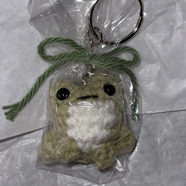 Cute Little Crochet Frog Keychain | Green Frog Plush Amigurumi ...