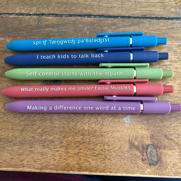 Speech Therapy Personalized Pens｜set of 5 Custom Laser Engraved Soft ...