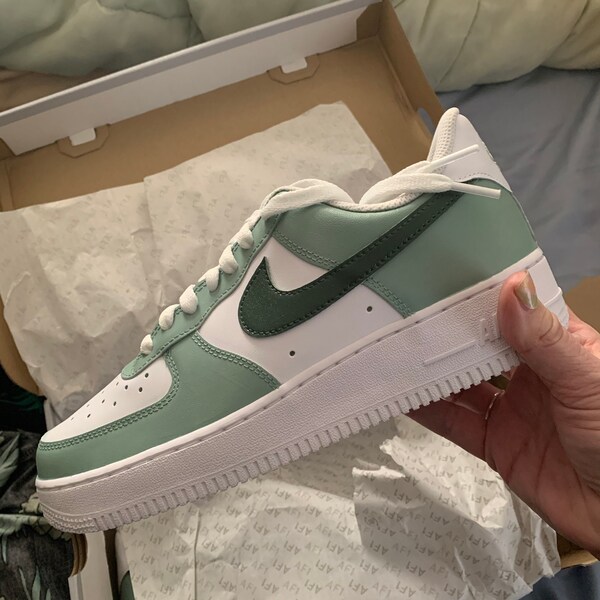 Sage Green Colorblock Air Force 1 | Handpainted | Custom - Etsy