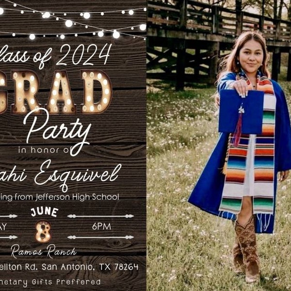 EDITABLE Country Graduation Party Template, Rustic Graduation ...