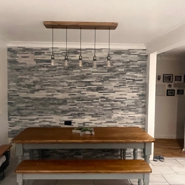 Rustic 3/5 Pendant Wooden Plank Light - Etsy UK