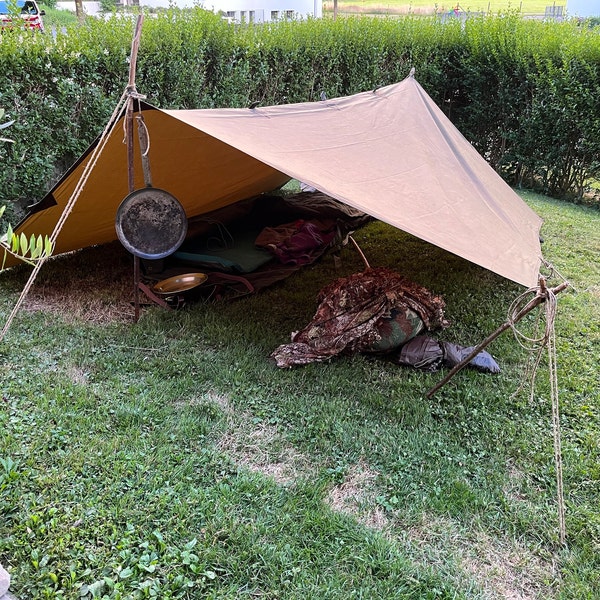 Artisanal Bushcraft Oilskin Tarp- Handmade Waxed Cotton Canvas Nessmuk ...