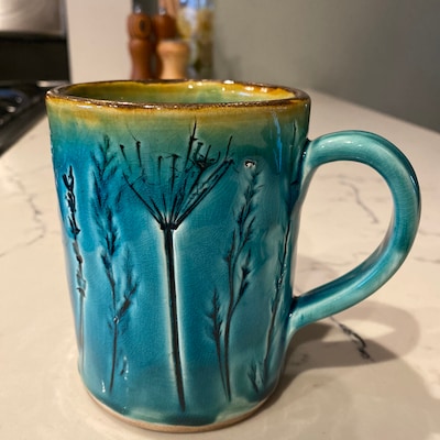 Colorful Glaze Stoneware Mug Handcrafted Vibrant Pottery Coffee Cup ...
