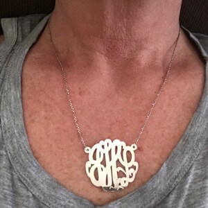 925 Sterling Silver Personalized Monogram Necklace Classic | Etsy