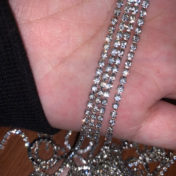 Gold / Silver / Rose Gold Rhinestone Chain by Yard With Clear Crystal ...