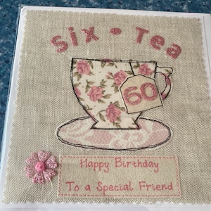 Handmade 60th Birthday Card Personalised Option Fabric - Etsy UK