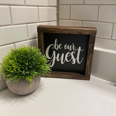 Be Our Guest Rustic Wood Framed Mini Sign Guest, Spare Bedroom Sign - Etsy