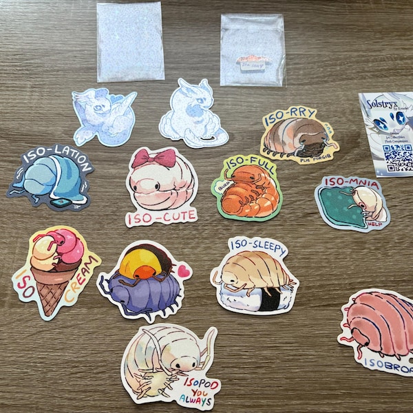Isopod Series 2 Sticker Pack: Silly Wholesome Quotes, Waterproof Decals ...