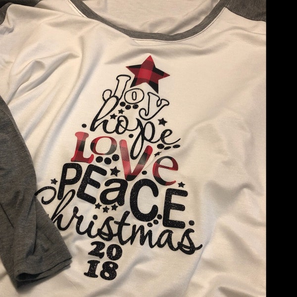 Joy Love Hope - Digital Christmas Tree Word Art for Winter T-shirt and ...