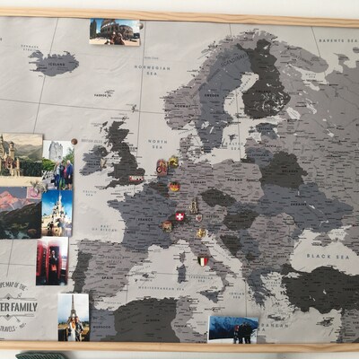 Europe Travel Map With Pins, Push Pin Europe Map Poster With ...