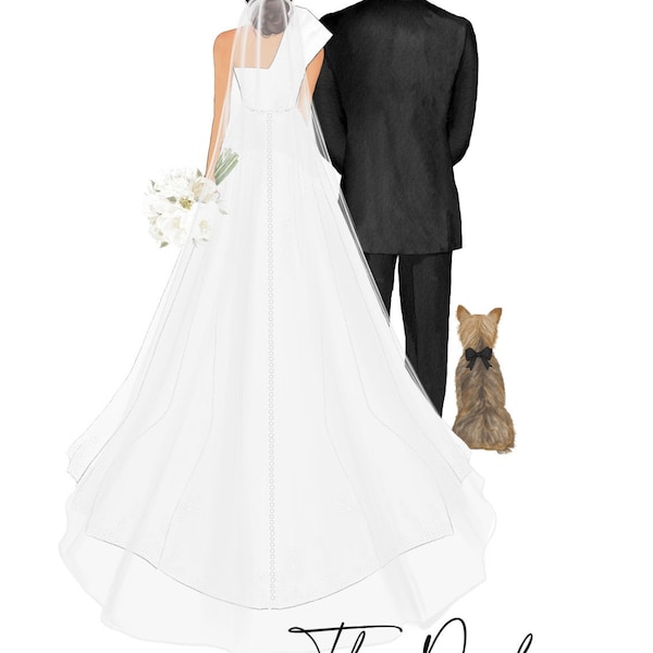 Personalised Wedding Print With Dog, Wedding Print Pets, Wedding Poster ...