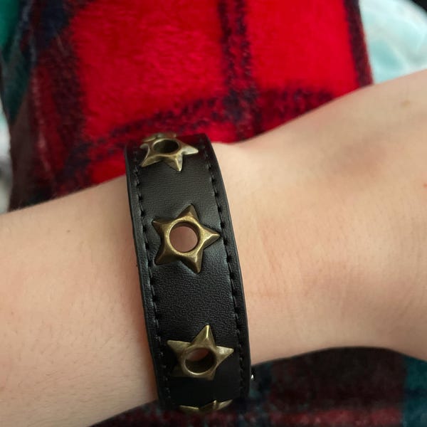 Spiked Skull Wristband Studded Genuine Leather Bling Skull Buckle ...