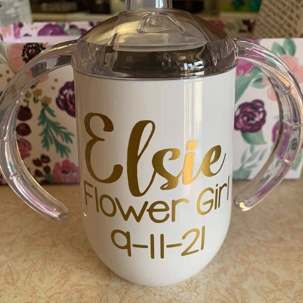 Flower Girl Sippy Cup Personalized, Stainless Steel Toddler, Baby ...