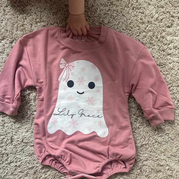 Custom Name Cute Boo Baby Romper, Little Boo Romper, Halloween Ghost ...