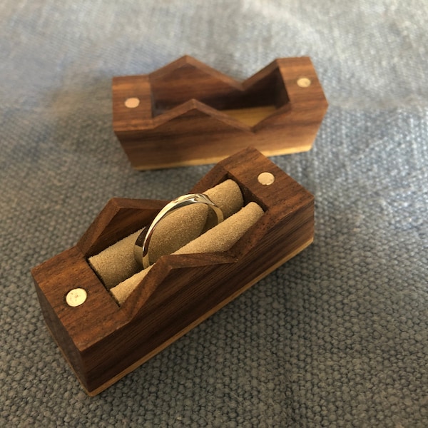 Ring Box "the Mountain" Made From Walnut & Chestnut Wood- Unique ...