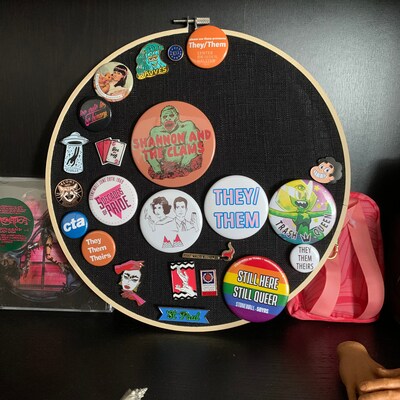 Black Blank Pin Display Hoop, Empty Embroidery Hoop for Badge Collage ...