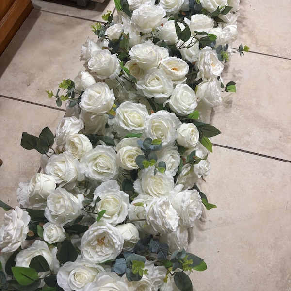 White Rose Custom Flower Runner,wedding Reception,stair Aisle Flower ...