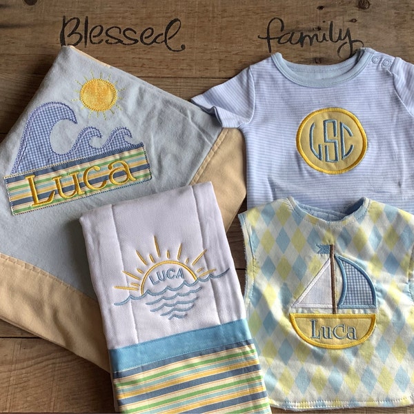 Ocean Sunrise Machine Embroidery Design, Summer Waves Embroidery ...