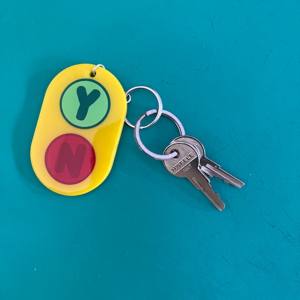 Bluey Inspired Yes/no Button Acrylic Keychain - Etsy