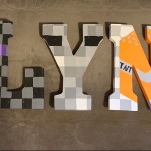 Minecraft Wooden Letters/hand Painted Letters/boys Room Decor/steve ...