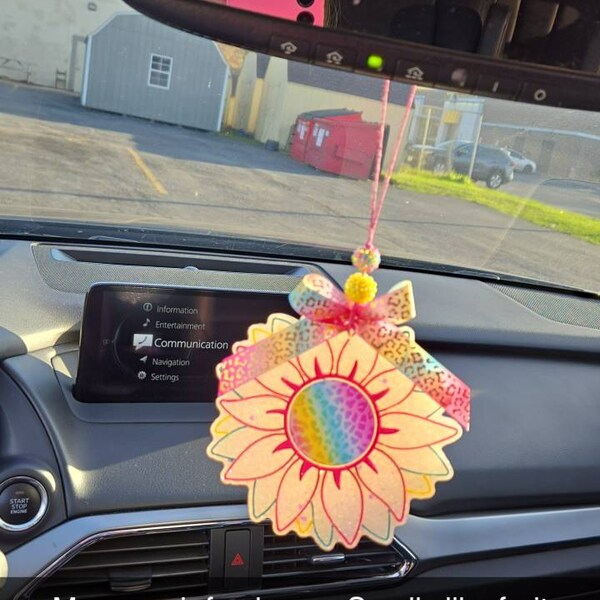 Large Sunflower Car Freshie Sunflower Car Accessories Leopard Print Car ...