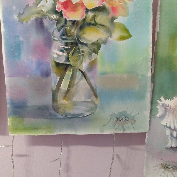 Roses Claude Monet Flowers Art, Botanical Oil Painting Original, Canvas ...