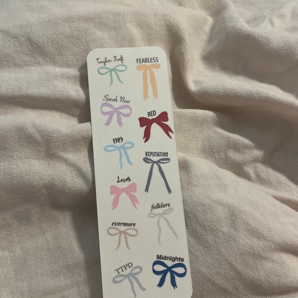 Eras Tour Inspired Bookmarks, Bow Bookmarks, Booktok, Taylor Swift ...