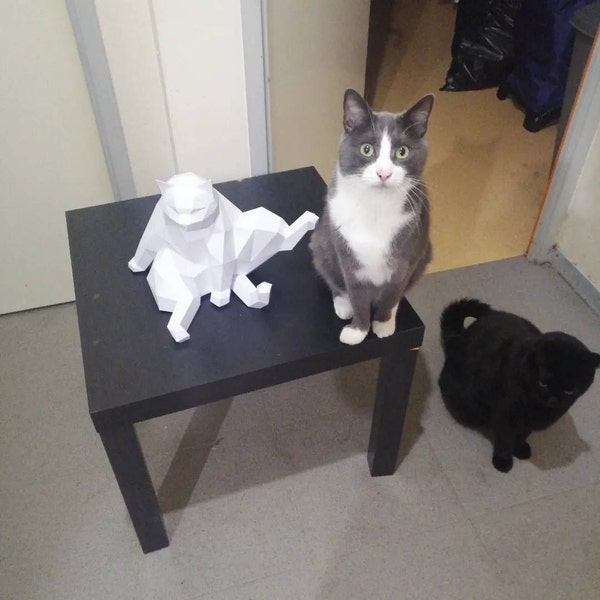 Leg Lift Cat Paper Model , Papercraft , DIY , Low Poly , Fat Cat Model ...
