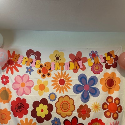 Hippie Birthday Banner Two Groovy Banner 70s Birthday Banner Seventies ...